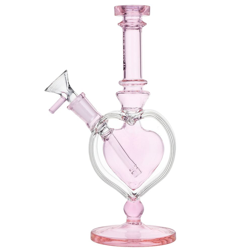 Pulsar Pink Heart Chalice Glass Water Pipe - 9" / 14mm F - Lux Vapes